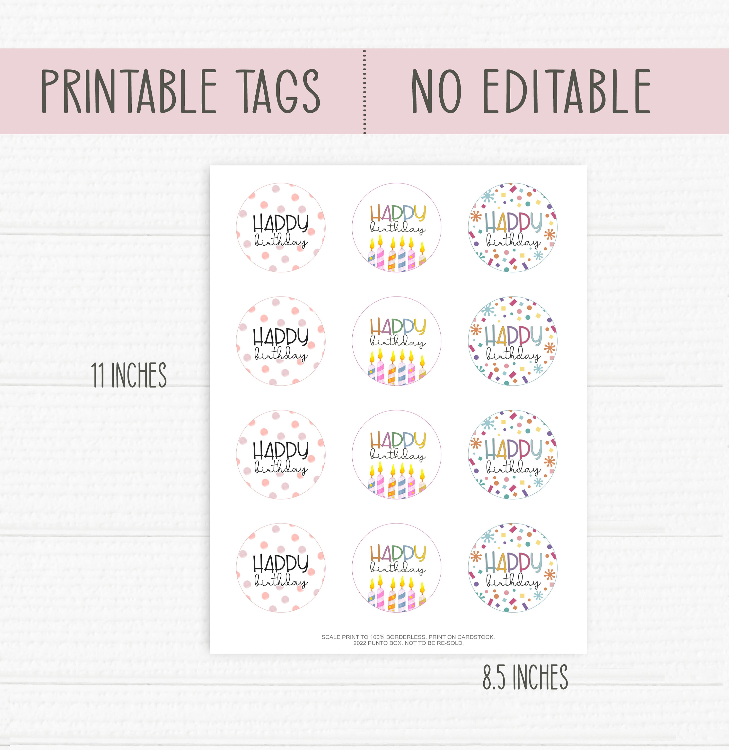 Printable Birthday Tag. Instant Download. Not Editable. Three Different ...