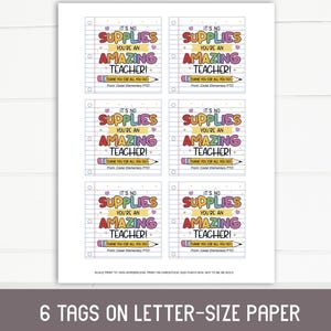 Printable Teacher Appreciation Tag | “it’s No Supplies, You’re Amazing ...