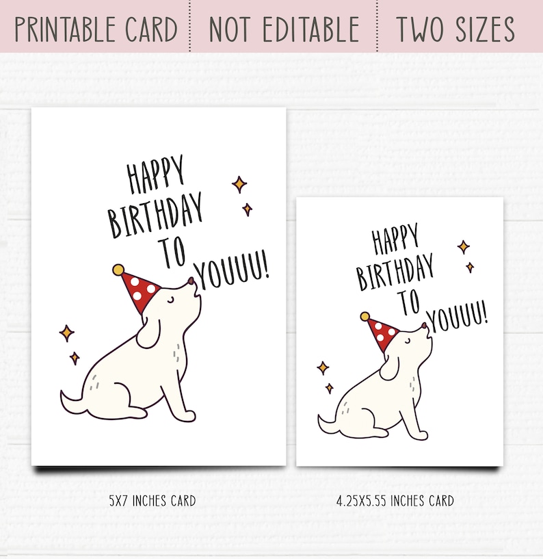 Printable Birthday Cards. Happy Birthday to You. Singing Dog - Etsy