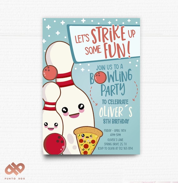 Editable Bowling Party Birthday Invitation. Lets strike up some fun ...