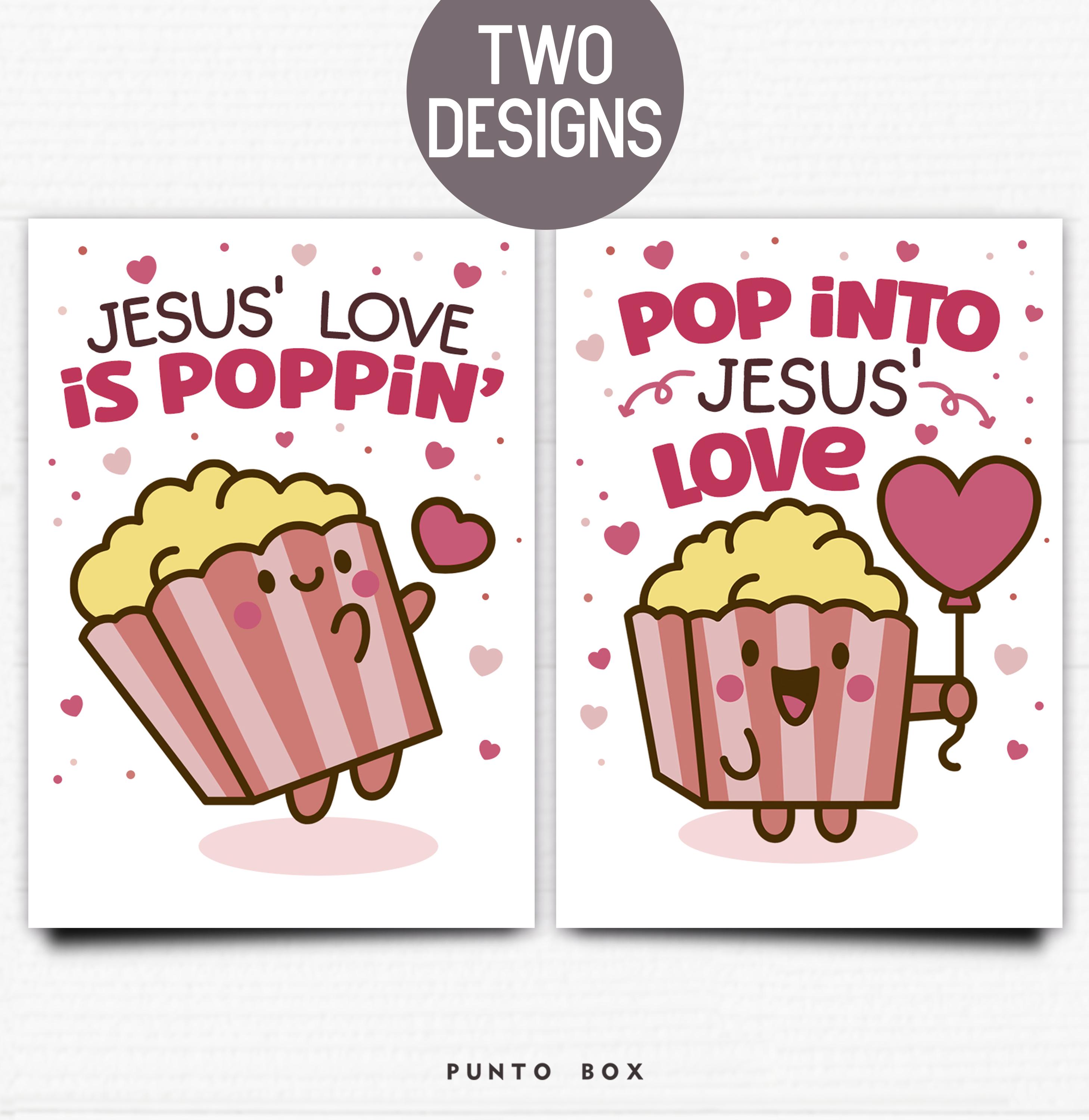 Christian Valentine Popcorn Tags Printable, Jesus Love is Poppin, Pop ...