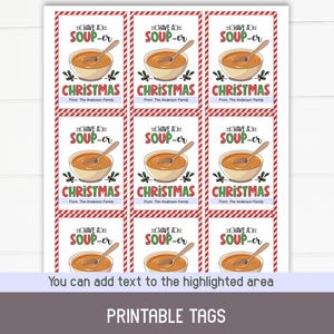 Printable Christmas Gift Tags. Have a Souper Christmas Favor Tags ...