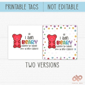 Welcome Back to School Tag. Not Editable. I Am Beary Happy to Have You ...