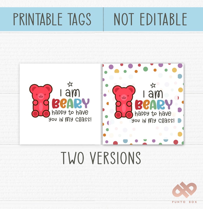 Welcome Back to School Tag. Not Editable. I Am Beary Happy to Have You ...