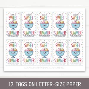 Printable End-of-year Tag – “have a Sweet Summer” | Student Gift Tag ...
