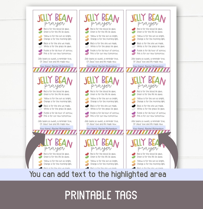 Jelly Bean Prayer Tag - Easter Gift Tag | Christian Printable Tag ...