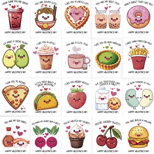 Valentine’s Food Pun Cards | Cute & Editable | 20-pack. Instant ...