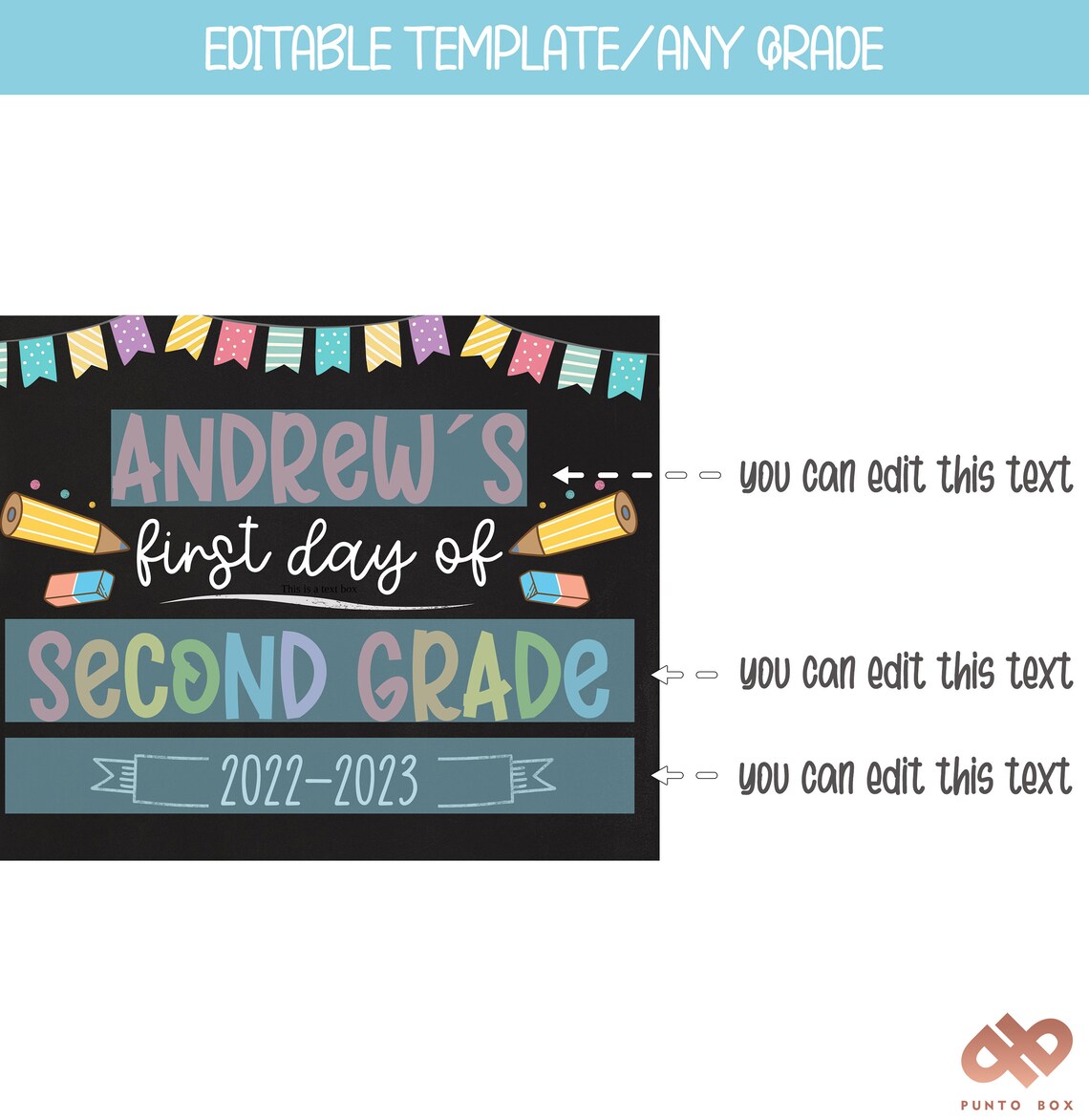 First Day of School Blackboard Sign. Printable Editable File. Boys Back ...