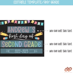 First Day of School Blackboard Sign. Printable Editable File. Boys Back ...