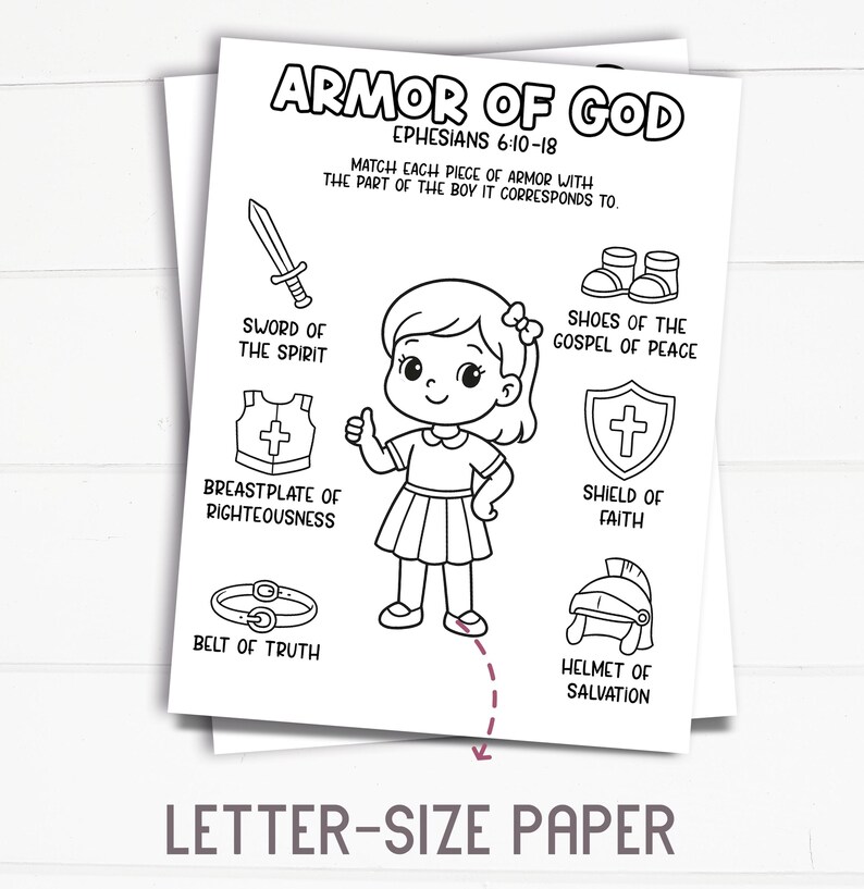 Armor of God Coloring Pages for Kids – Printable Bible Activity ...