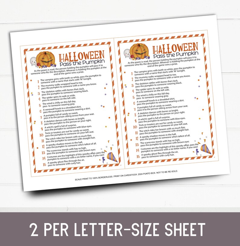 Pass the Pumpkin Game. Printable Halloween Teen Game. Pass the Prize ...