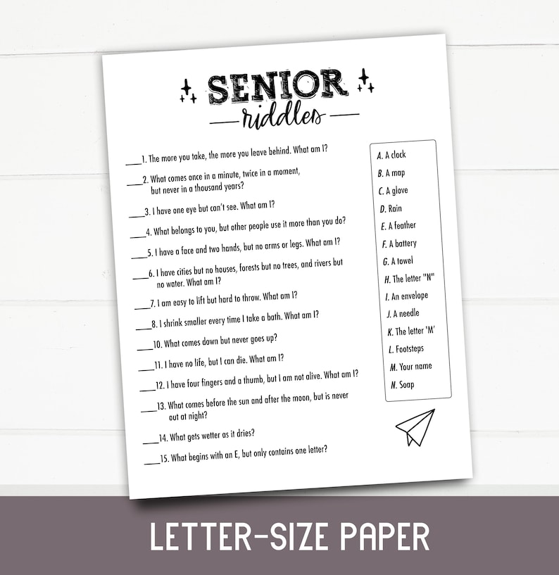 Printable Senior Riddles Game – Fun Brain Teasers for Seniors With ...