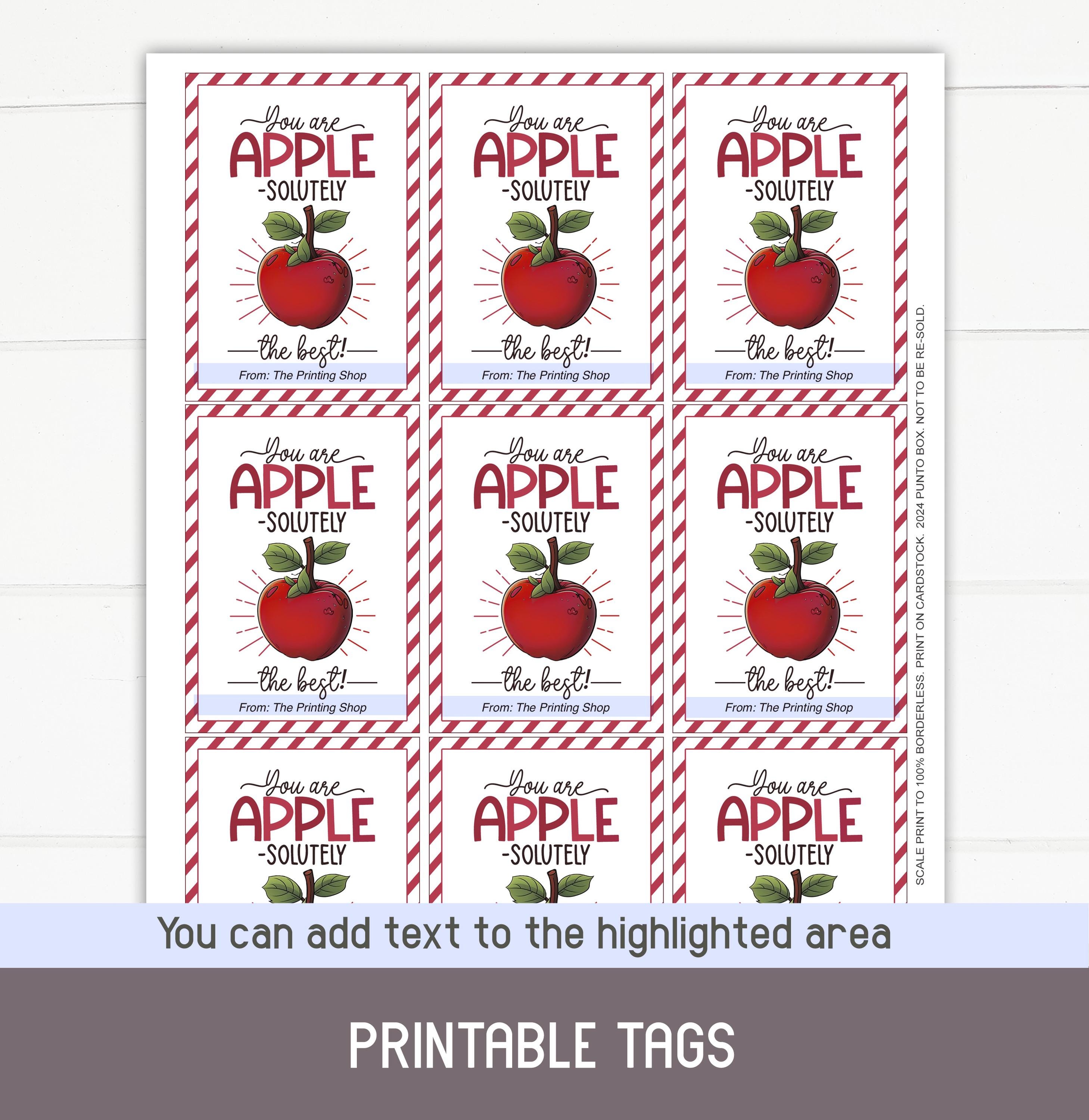 Printable Favor Tags. You Are Apple-solutely the Best. Employee ...