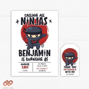 Editable Ninja Party Invitation. Boy Birthday Party. Free Favor Tag and ...
