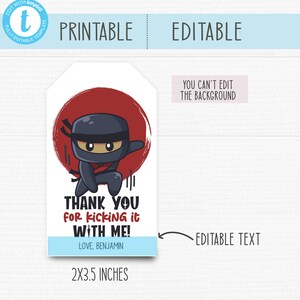 Editable Ninja Party Invitation. Boy Birthday Party. Free Favor Tag and ...