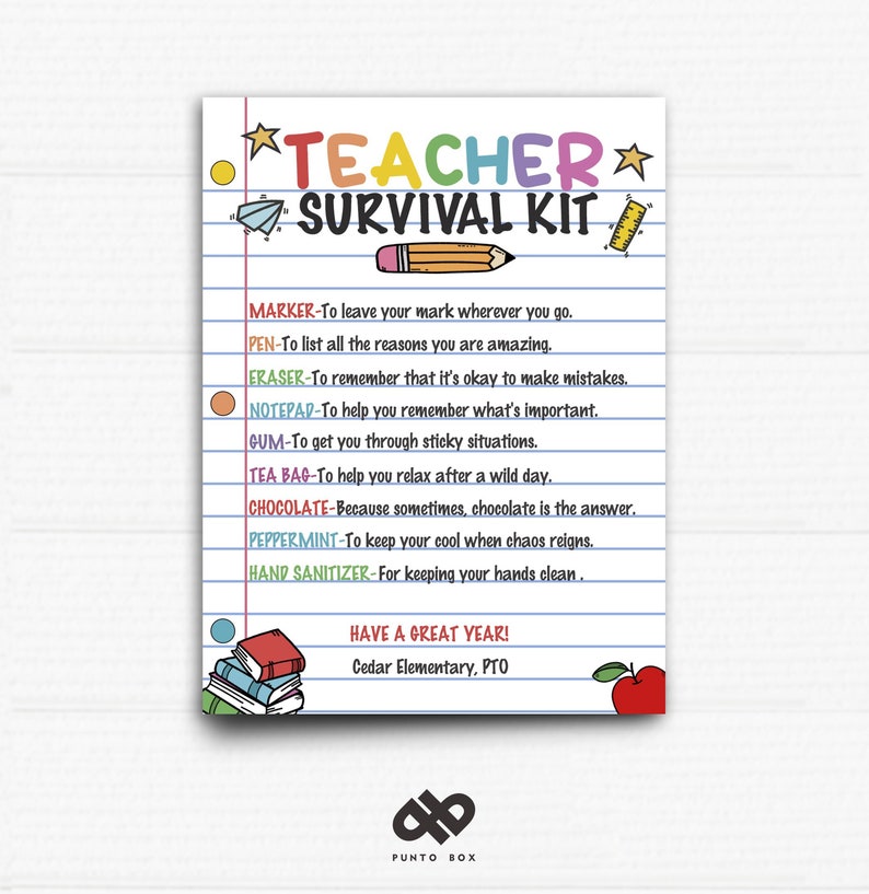 Printable Back to School Teacher Survival Kit Tag. Teacher Gift ...