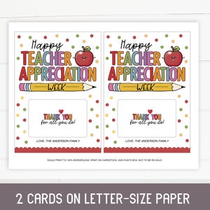 Printable Teacher Appreciation Gift Card Holder | 5x7 Instant Download ...