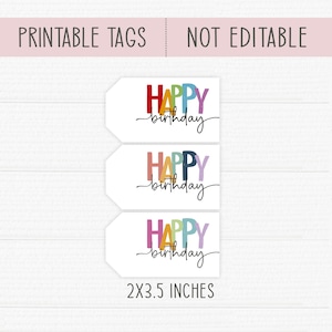 Printable Birthday Tags. Favor Tags. Three Different Designs, Three ...