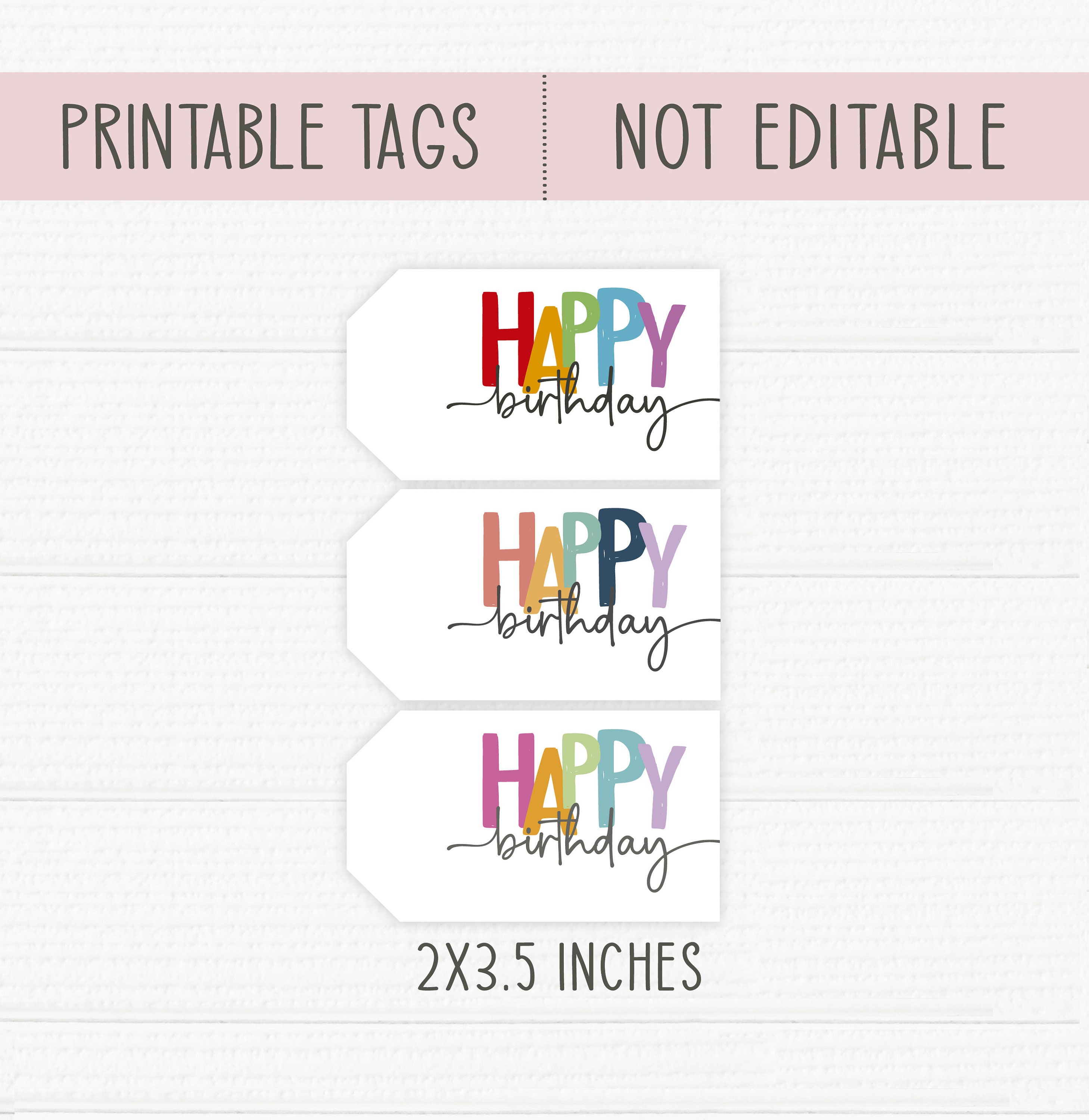 Printable Birthday Tags. Favor Tags. Three Different Designs - Etsy
