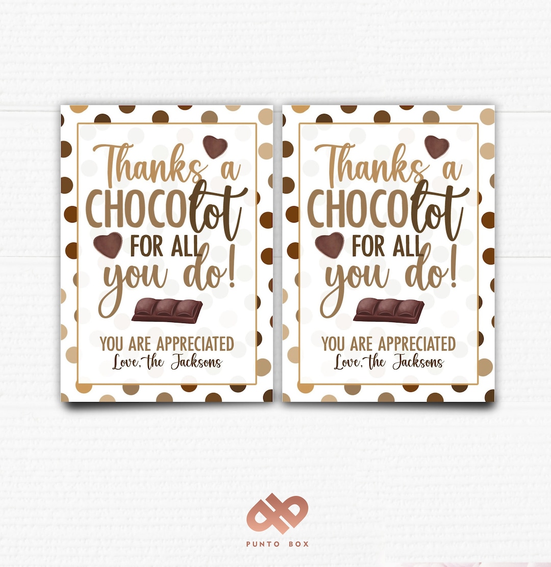 Teacher, Staff Appreciation Favor Tags. Chocolate Favor Printable Tag ...