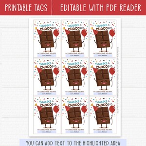 Printable Birthday Favor Tags. Chocolate Favor Tag. Classroom Snacks ...
