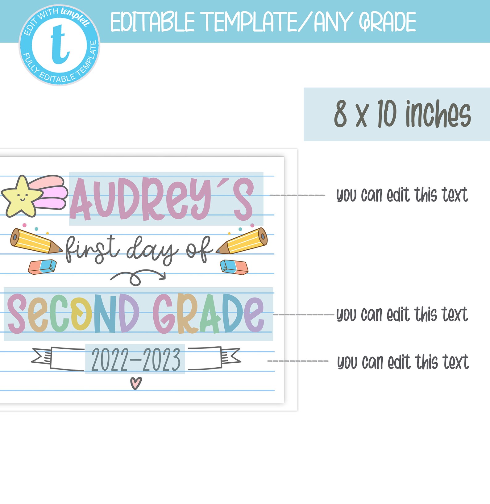 First Day of School Notepad Sign. Printable Editable File. - Etsy