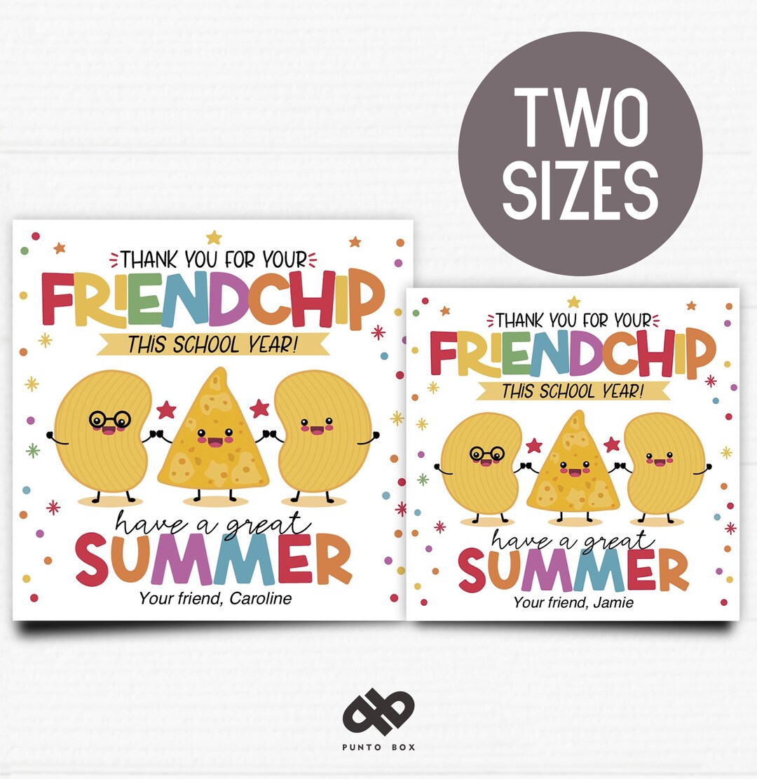 End of the Year Summer Gift Tag for Classmates – “thank You for Your ...