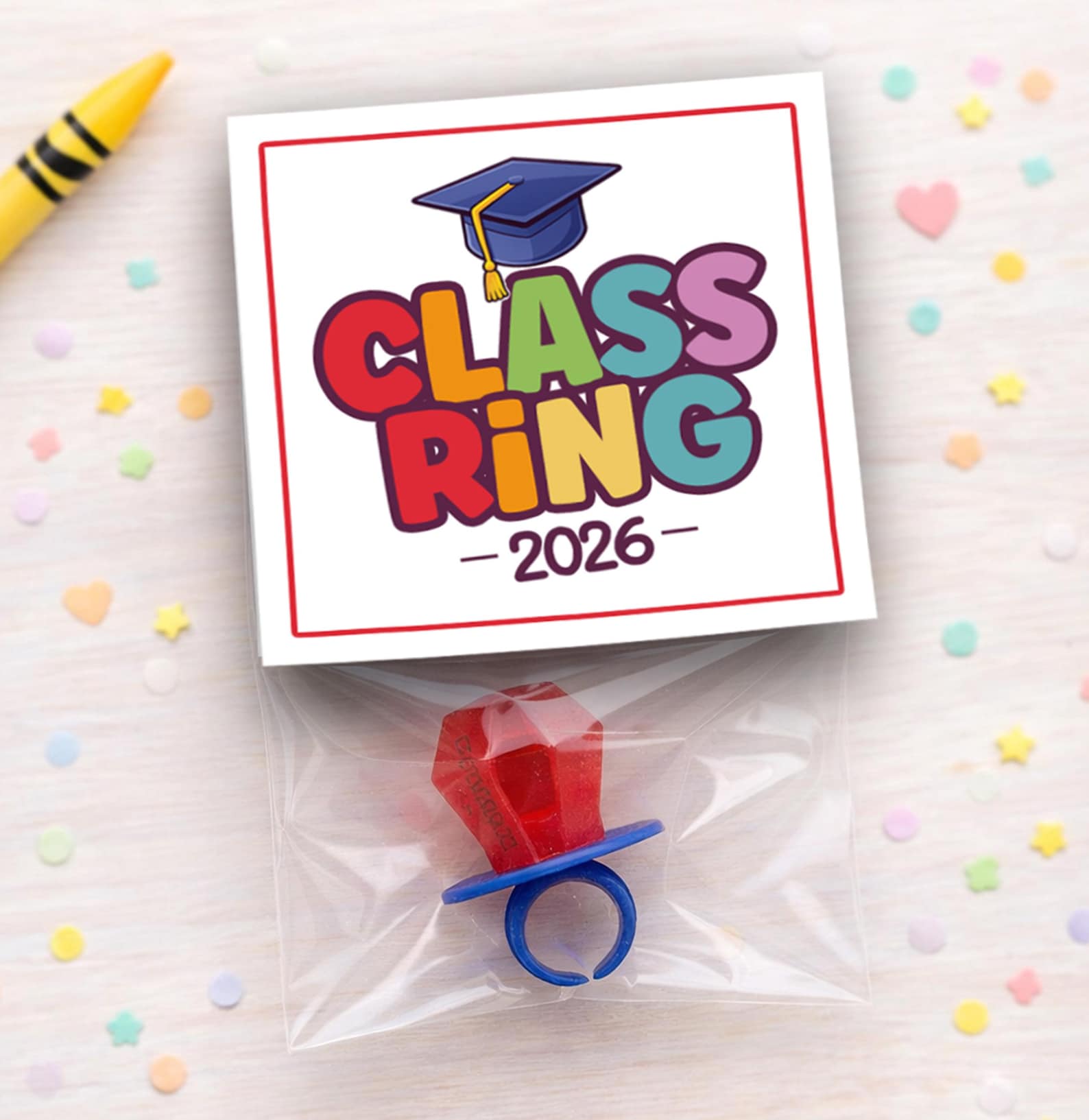 Class Ring Pop Favor Tags and Stickers | Kindergarten and Fifth Grade ...