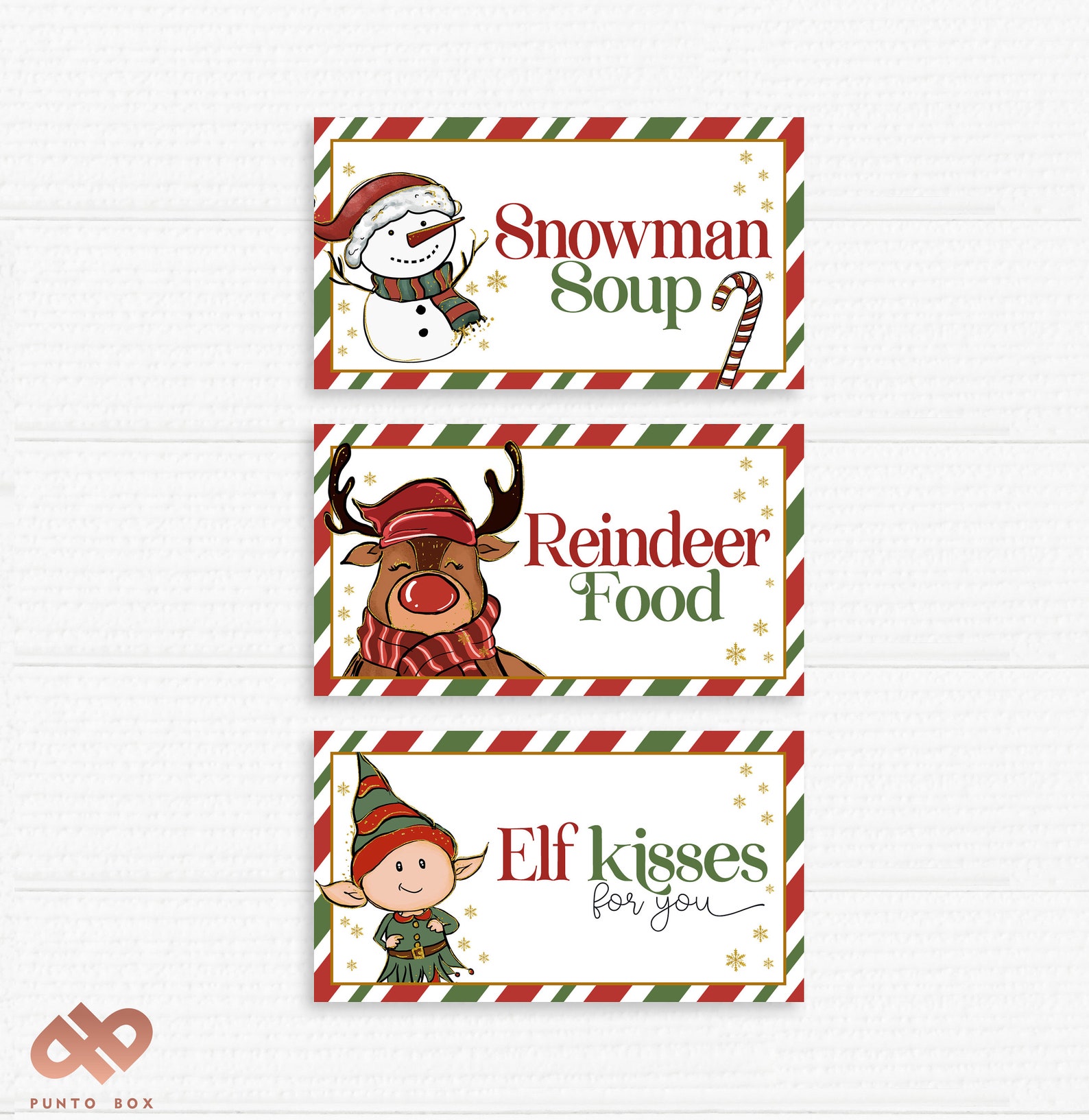Christmas Printable Treat Bag Toppers. Elf Kisses. Reindeer Food ...