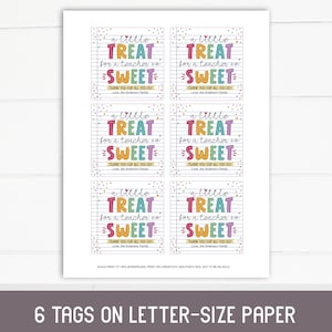 Teacher Appreciation Tag | "a Little Treat for a Teacher so Sweet ...
