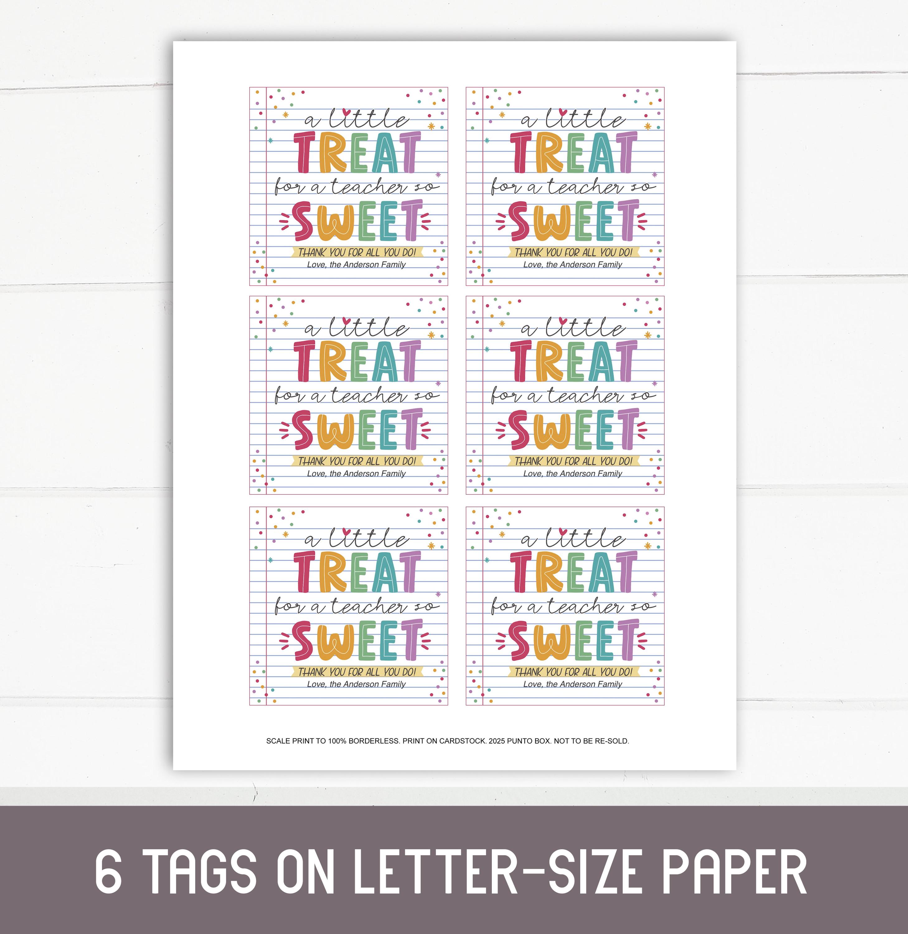 Teacher Appreciation Tag | "a Little Treat for a Teacher so Sweet ...