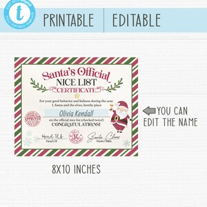 Printable Editable Santa Letter. Nice List and Warning Certificates ...