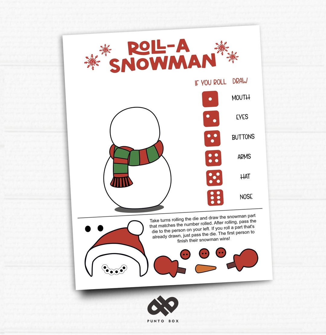Roll a Snowman Dice Game. Printable Game. Build a Snowman. Instant ...