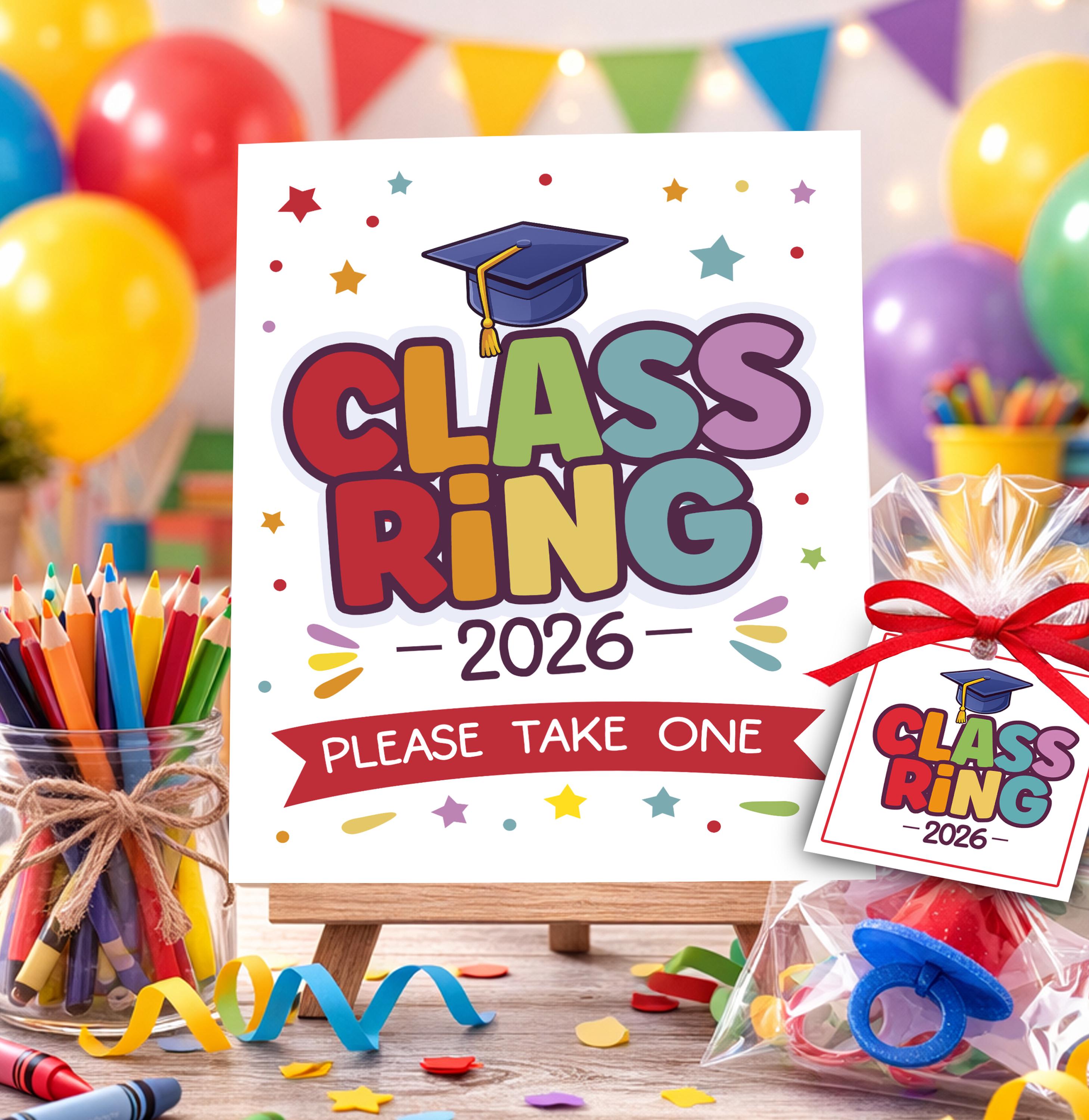 Class Ring Pop Favor Tags and Stickers | Kindergarten and Fifth Grade ...
