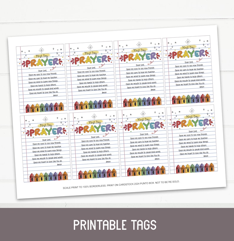 Printable First Day of School Prayer Tag. Sunday School. Back to School ...