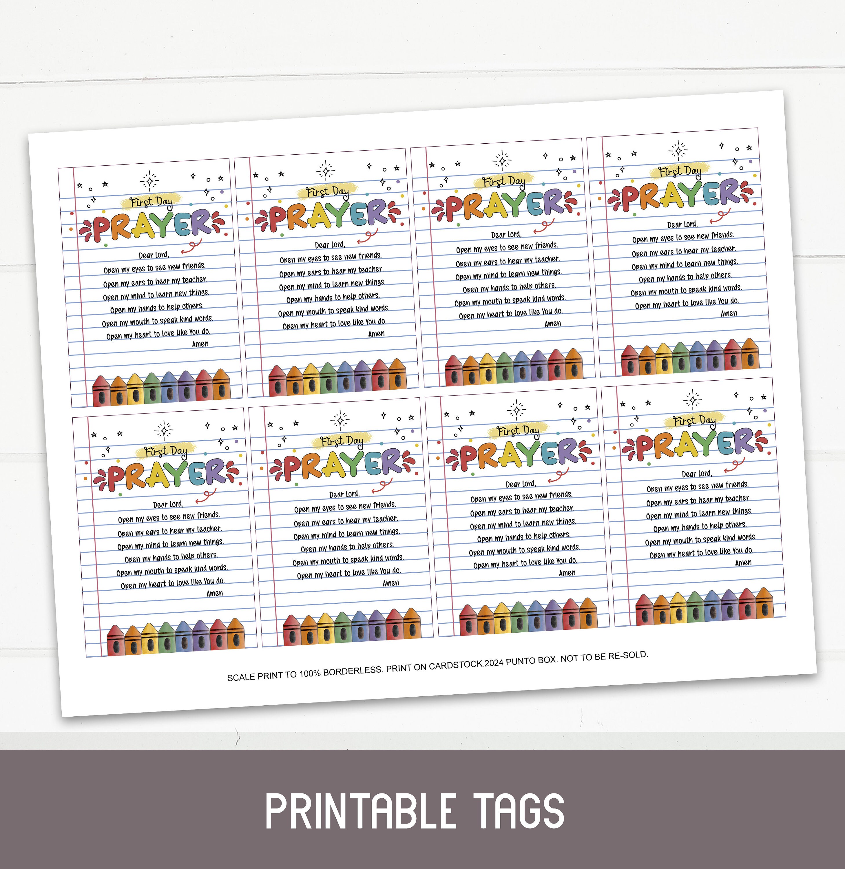 Printable First Day of School Prayer Tag. Sunday School. Back to School ...
