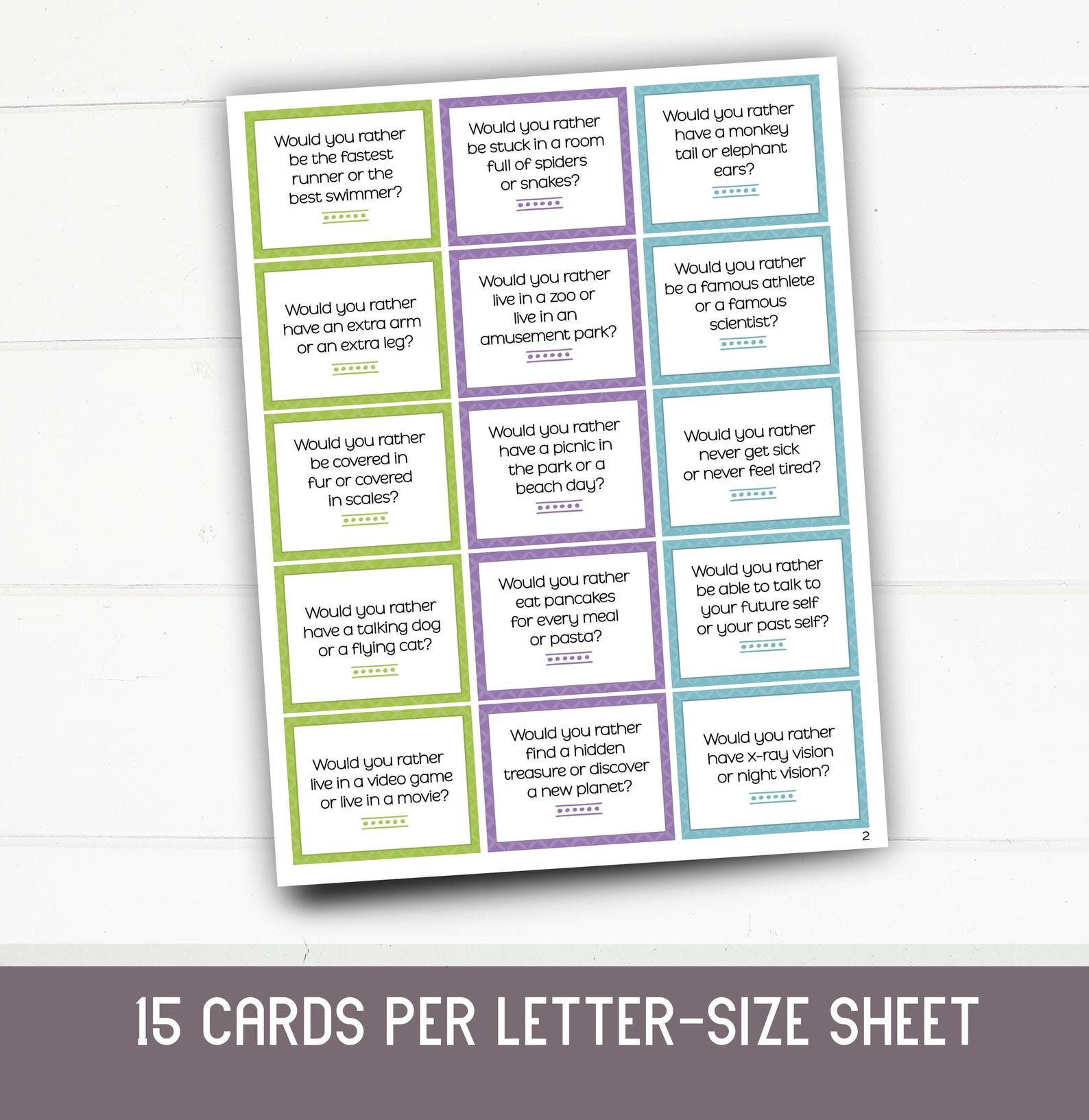 165 Would You Rather Questions. Printable Conversation Starters Cards ...