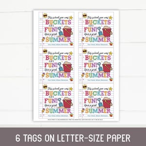 End of Year Gift Tag | Buckets of Fun Printable Tag | Summer Student ...