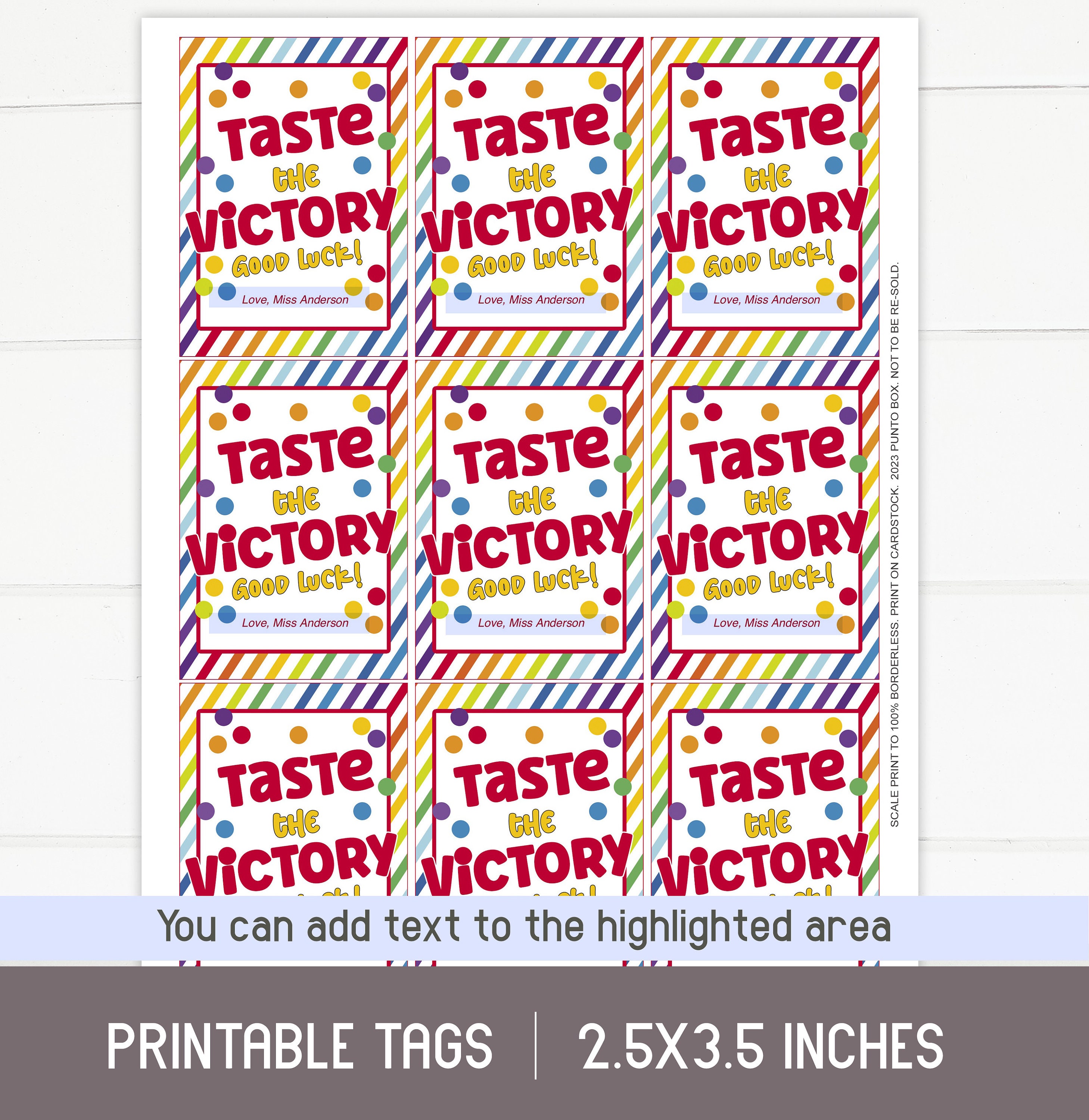 Printable Sports Treat Tag. Candy Gift Tags. Taste the Victory. Instant ...