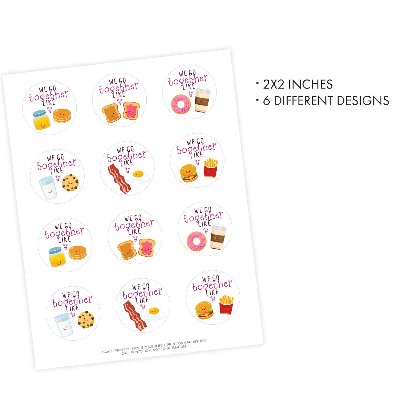 Printable Valentine Round Tag. Favor Tags. We Go Together Like ...