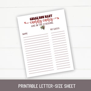 Printable Christmas Game. Guess How Many Candy Canes Are in the ...