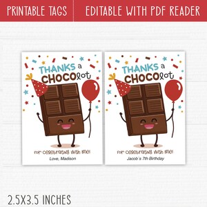 Printable Birthday Favor Tags. Chocolate Favor Tag. Classroom Snacks ...