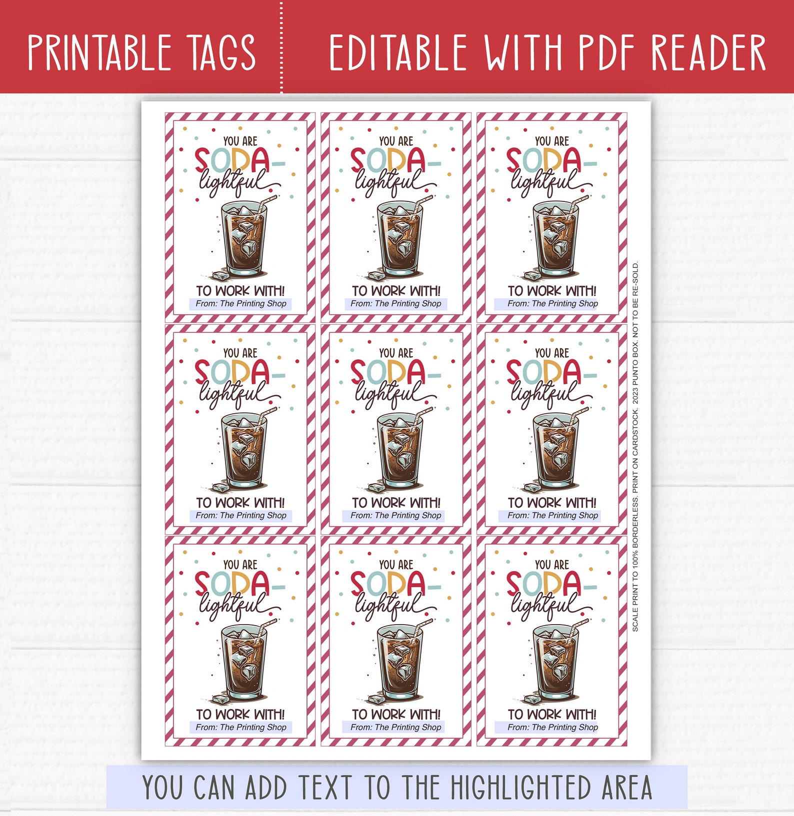 Printable Soda Favor Tags. Staff. Employee Appreciation Tag. You Are ...