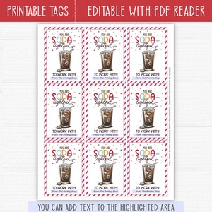 Printable Soda Favor Tags. Staff. Employee Appreciation Tag. You Are ...