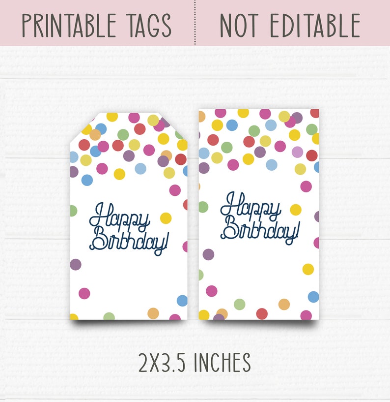 Printable Birthday Tags. Instant Download. Not Editable. Favor - Etsy