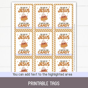 Printable Religious Halloween Tag. the Love of Jesus is Sweeter Than Candy. Sunday School. - Etsy