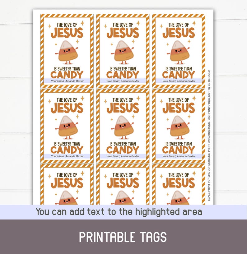 Printable Religious Halloween Tag. the Love of Jesus is Sweeter Than ...
