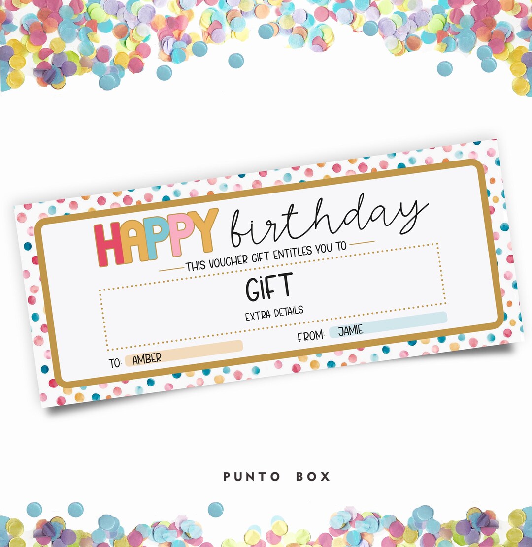 Editable Birthday Gift Certificate Template • 210×88 mm Voucher ...