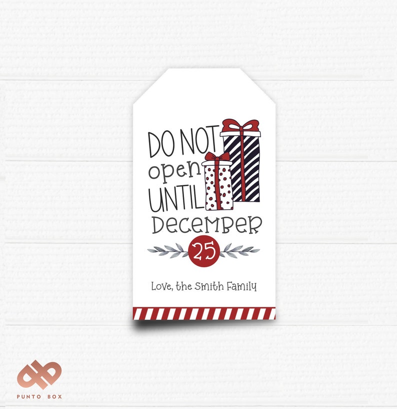 Printable Christmas Tag. Do Not Open Until Dec 25. Favor Tags. - Etsy