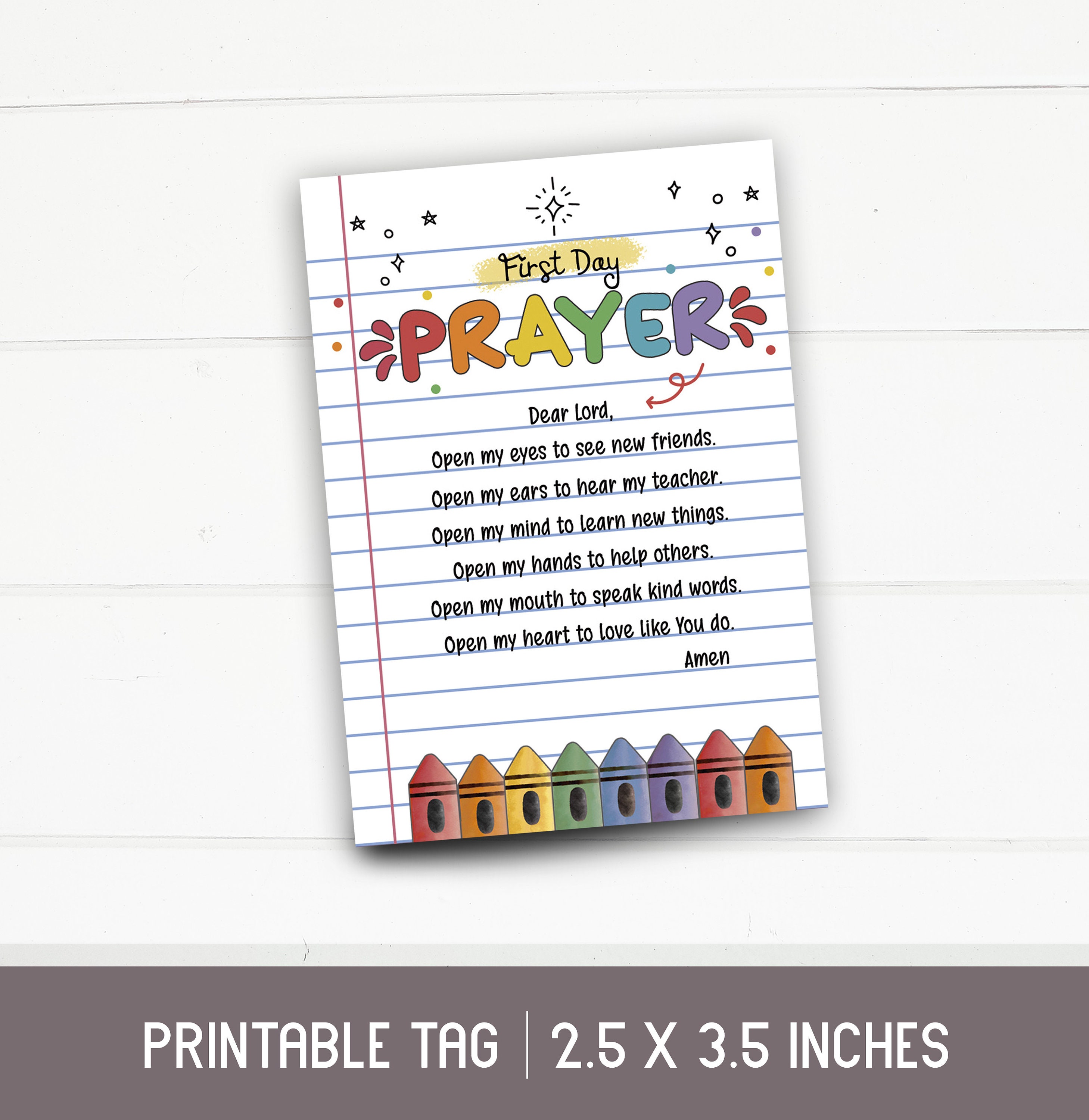 Printable First Day of School Prayer Tag. Sunday School. Back to School ...